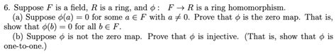 Solved Suppose F is a field R is a ring and ϕ FR is a Chegg com