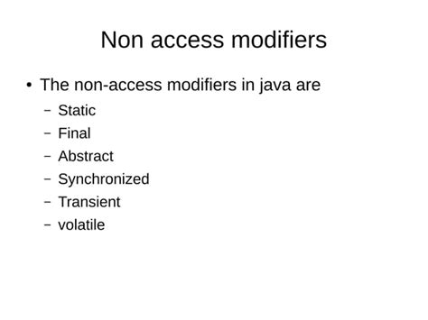 Non Access Modifiers Pdf