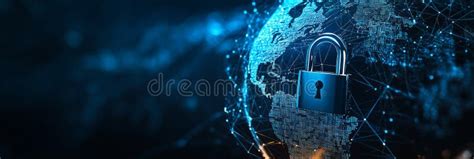 Global Padlock Icon Over A Digital Map Representing Worldwide Cybersecurity Concept Of Global
