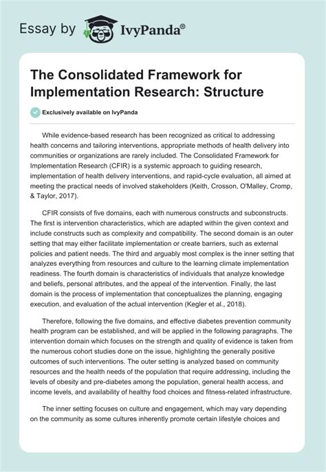 The Consolidated Framework For Implementation Research 615 Words