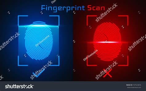 Electronic Fingerprint Scan Passed Not Passed Stock Vector Royalty