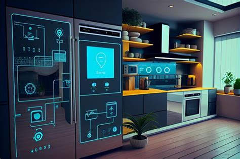 Iot 개체 인테리어 디자인의 증강 현실을 사용한 스마트 홈 인터페이스 프리미엄 사진