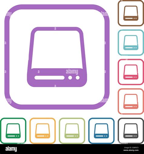 Hard Disk Drive Simple Icons In Color Rounded Square Frames On White