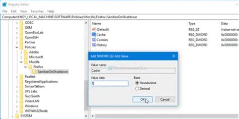 Automatically Delete SELECTED Browsing Data When Firefox Closes