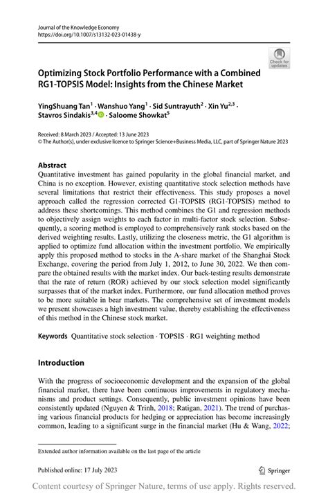 Optimizing Stock Portfolio Performance With A Combined Rg1 Topsis Model Insights From The