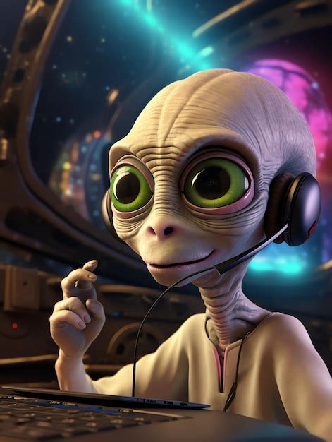 Premium Ai Image Alien Using Advanced Technology To Communicate Sci Fi Illustration For Poster