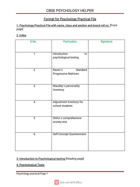 psychology practical file class xii pdf