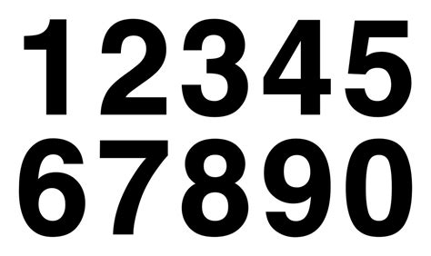 Sheet Of 20 Numbers Arial Helvetica Bold Font Vinyl Decal Standard