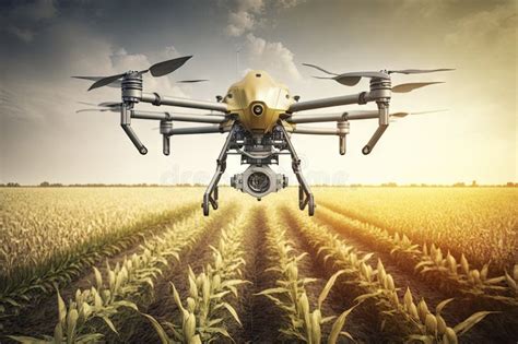 Agronomist Drone In Flying Flight Above Crops On Farm Stock Illustration Illustration Of