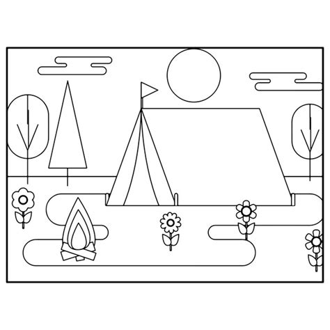 11 페이지 무료로 다운로드 가능한 캠핑 색칠 공부 벡터 And 일러스트 Freepik