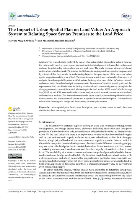 PDF The Impact Of Urban Spatial Plan On Land Value An Approach System To Relating Space