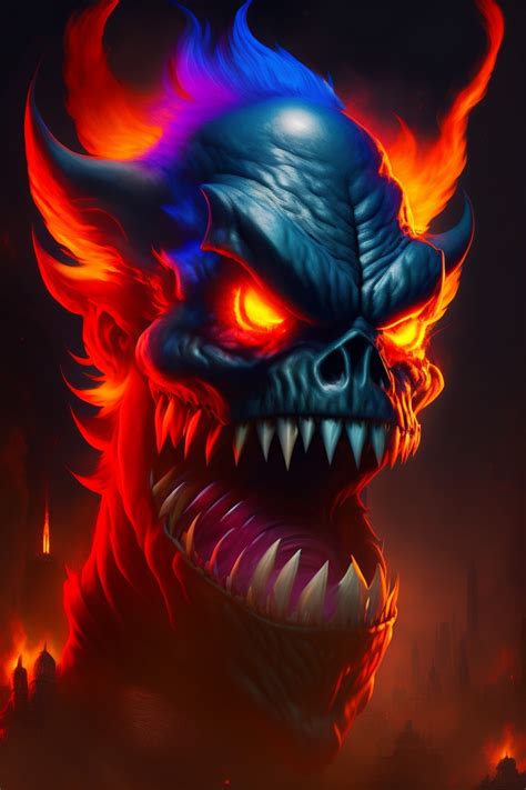 Lexica A Super Scary Monster 3 Eyes Ctulhu Hp Lovecraft City In Flames Backkground Giant