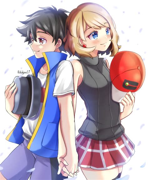 Ash Ketchum And Serena Pokemon And More Drawn By Ashujou Danbooru