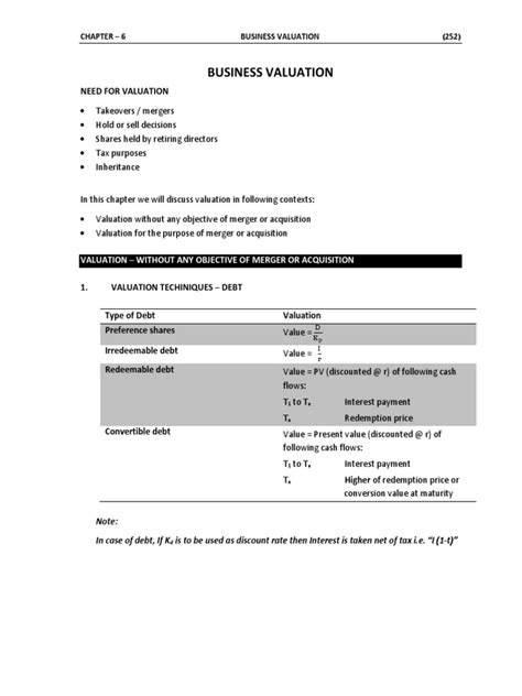 Chap 6 Business Valuation Pdf Valuation Finance Business
