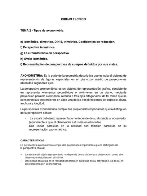 Dibujo Tecnico Tipos De Axonometria Pdf Perspectiva Gráfica Enseñanza De Matemática