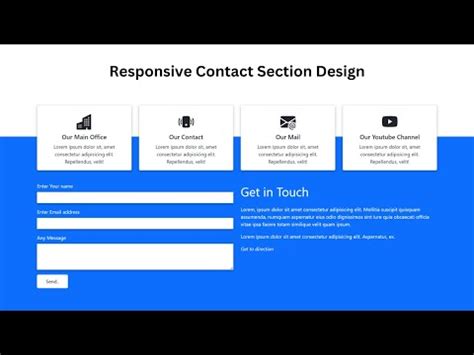 Responsive Contact Us Page Design using Html CSS HTML Responsive Web Page Design Видео