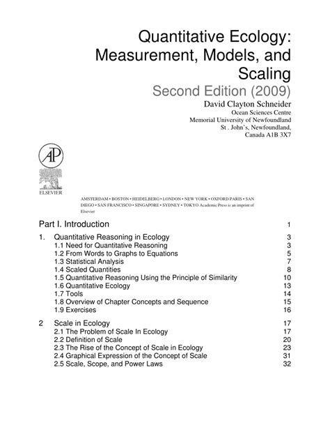 Pdf Quantitative Ecology Measurement Models And Scaling