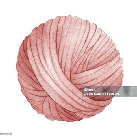 핑크 원사 공 뜨개질용 실타래 손으로 그린 수채화 그림 격리 스티커 스크랩북 엽서 원사 또는 양모 상점 로고 및 배너용 공예에 대한 스톡 벡터 아트 및 기타 이미지 Istock