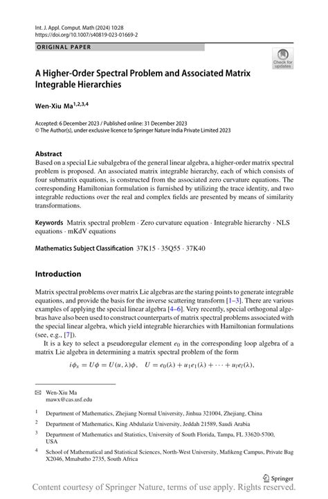 A Higher Order Spectral Problem And Associated Matrix Integrable Hierarchies