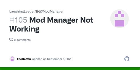 Mod Manager Not Working · Issue 105 · Laughingleaderbg3modmanager