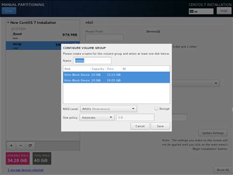 Centos 7 Installation With Lvm Raid 1 Mirroring