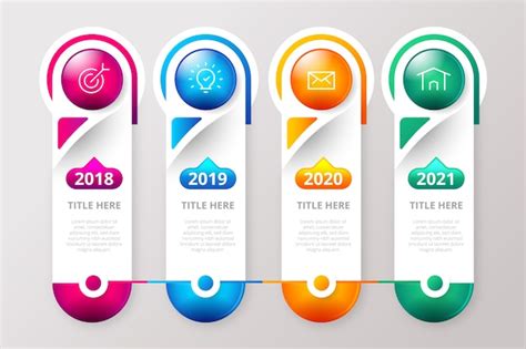 현실적인 광택 템플릿 타임 라인 Infographic 무료 벡터