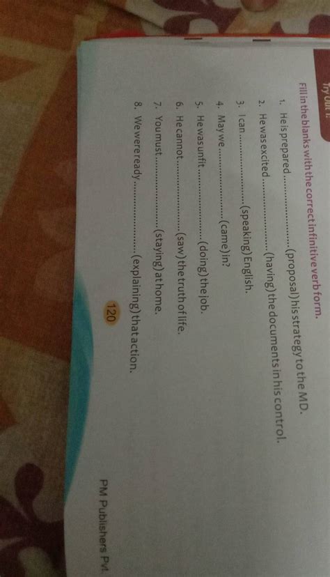 Fill In The Blanks With The Correct Infinitive Verb Form Filo