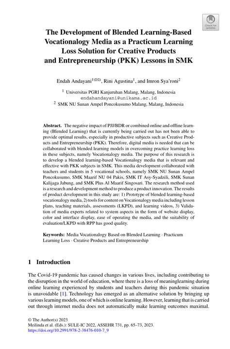 Pdf The Development Of Blended Learning Based Vocationalogy Media As A Practicum Learning Loss