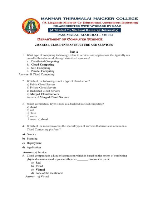 21ucse61 Cc Unit 1 Question Bank Pdf Cloud Computing Computing