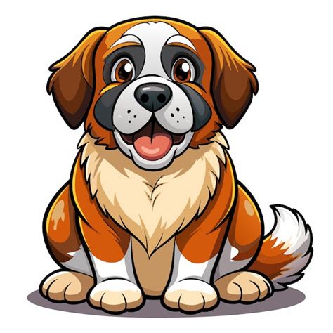 Adorable Cartoon St Bernard Vector Art Sits Premium Ai Generated Vector
