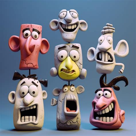 Premium Photo There Are Five Different Colored Clay Characters Of
