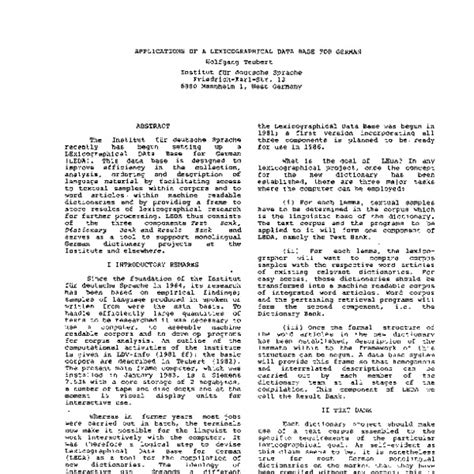 Applications Of A Lexicographical Data Base For German Acl Anthology