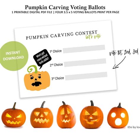 Pumpkin Carving Contest Voting Cards Etsy