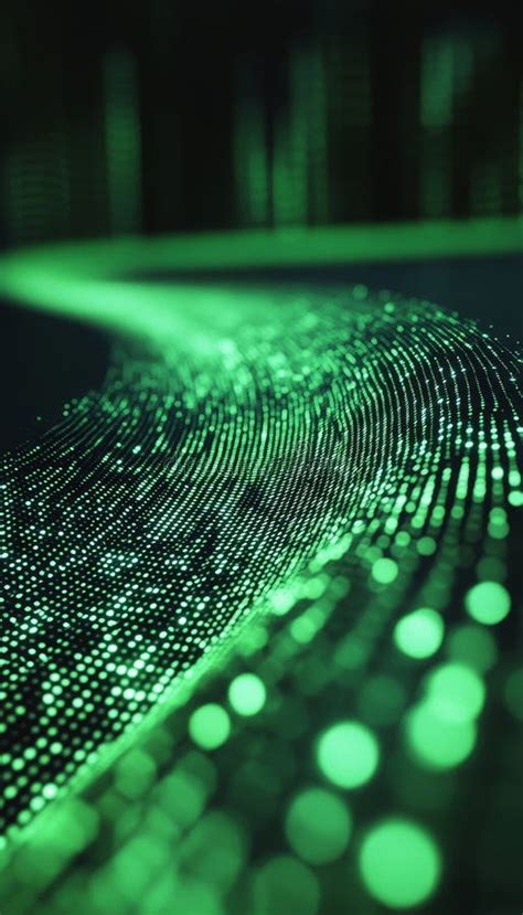Abstract Green Binary Data Stream Technology Background With Flowing Information Code 3d