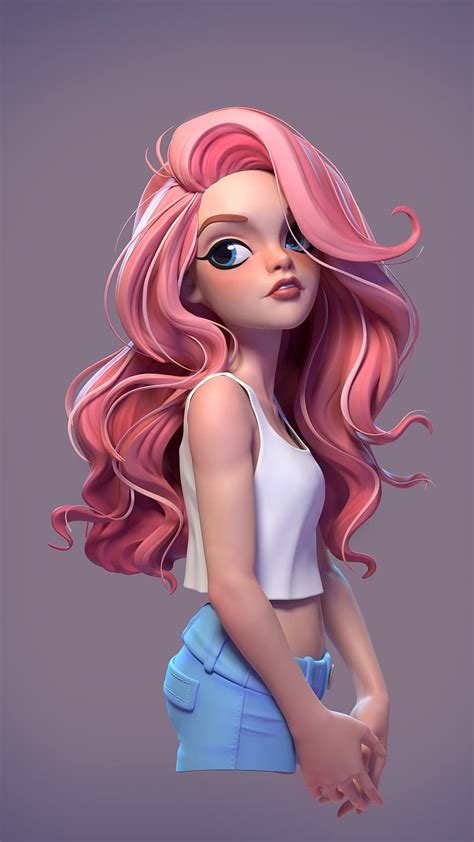 1920x1080px 1080p Free Download Beautiful Cartoon Girl Pink Girl Cartoon Anime Hd Phone