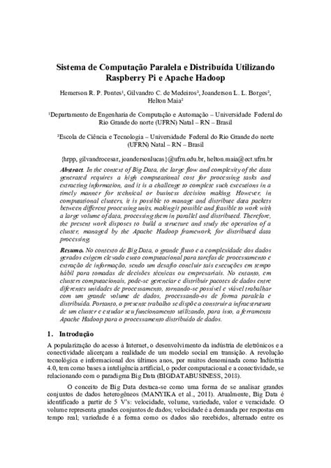 Pdf Sistema De Computação Paralela E Distribuída Utilizando Raspberry