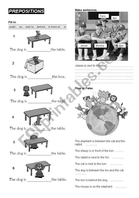 Prepositions Under On In Behind In Front Of Next To Esl Worksheet By Katek74
