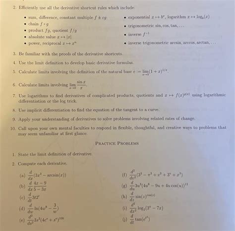 Solved 2 Efficiently Use All The Derivative Shortcut Rules