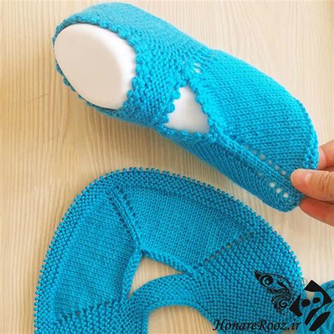 آموزش بافت پاپوش دخترانه خط دار هنر روز