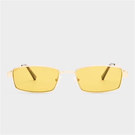 Bizarro Bright Gold Uni Sex Rectangle Sunglasses Le Specs