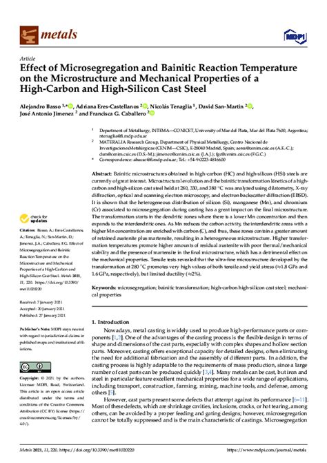 Pdf Effect Of Microsegregation And Bainitic Reaction Temperature On The Microstructure And