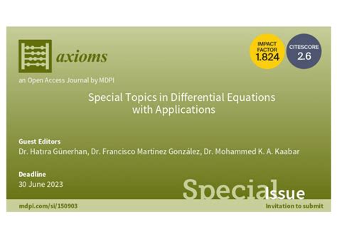 Pdf We Are Now Serving As Editors For The Special Issue Special Topics In Differential