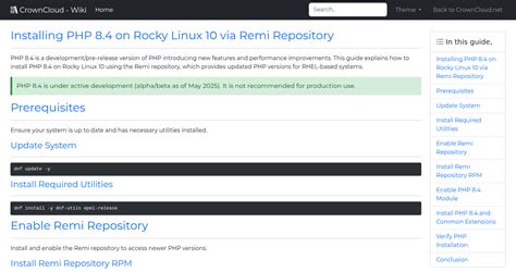 Crowncloud Wiki How To Install Php 8 4 On Rockylinux 10