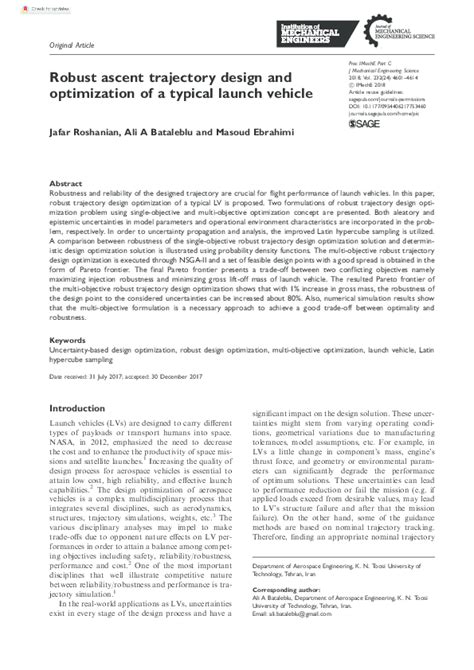 Pdf Robust Ascent Trajectory Design And Optimization Of A Typical Launch Vehicle