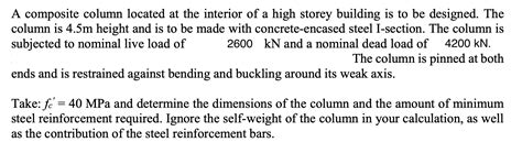 Solved A Composite Column Located At The Interior Of A High