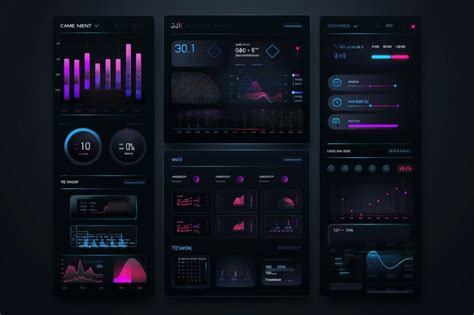 Premium Photo Dark Neumorphic User Interface Elements With Neon Buttons And Bars Black