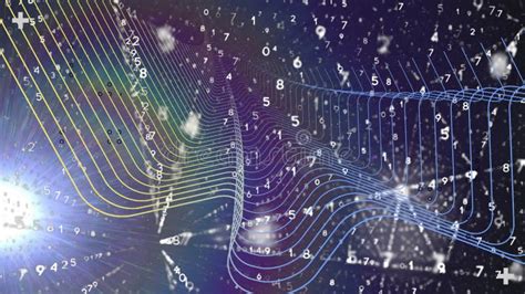 Creating Animation Dynamic Data Visualization With Flowing Lines Over Cosmic Background Stock