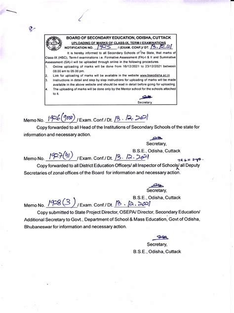 Class Ix Upload Marks Notification Pdf