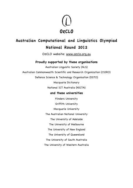Australian Computational And Linguistics Olympiad Ozclo