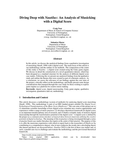 Pdf Diving Deep With Nautilus An Analysis Of Musicking With A